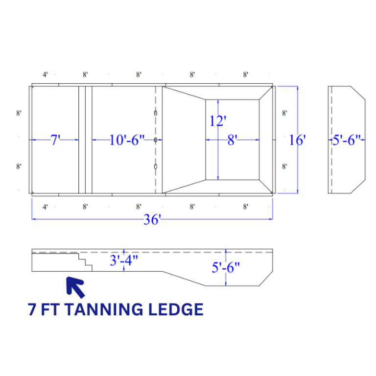 $2500 OFF - 16X36 RECTANGLE WITH 7FT TANNING LEDGE & 6FT DEEP END ...